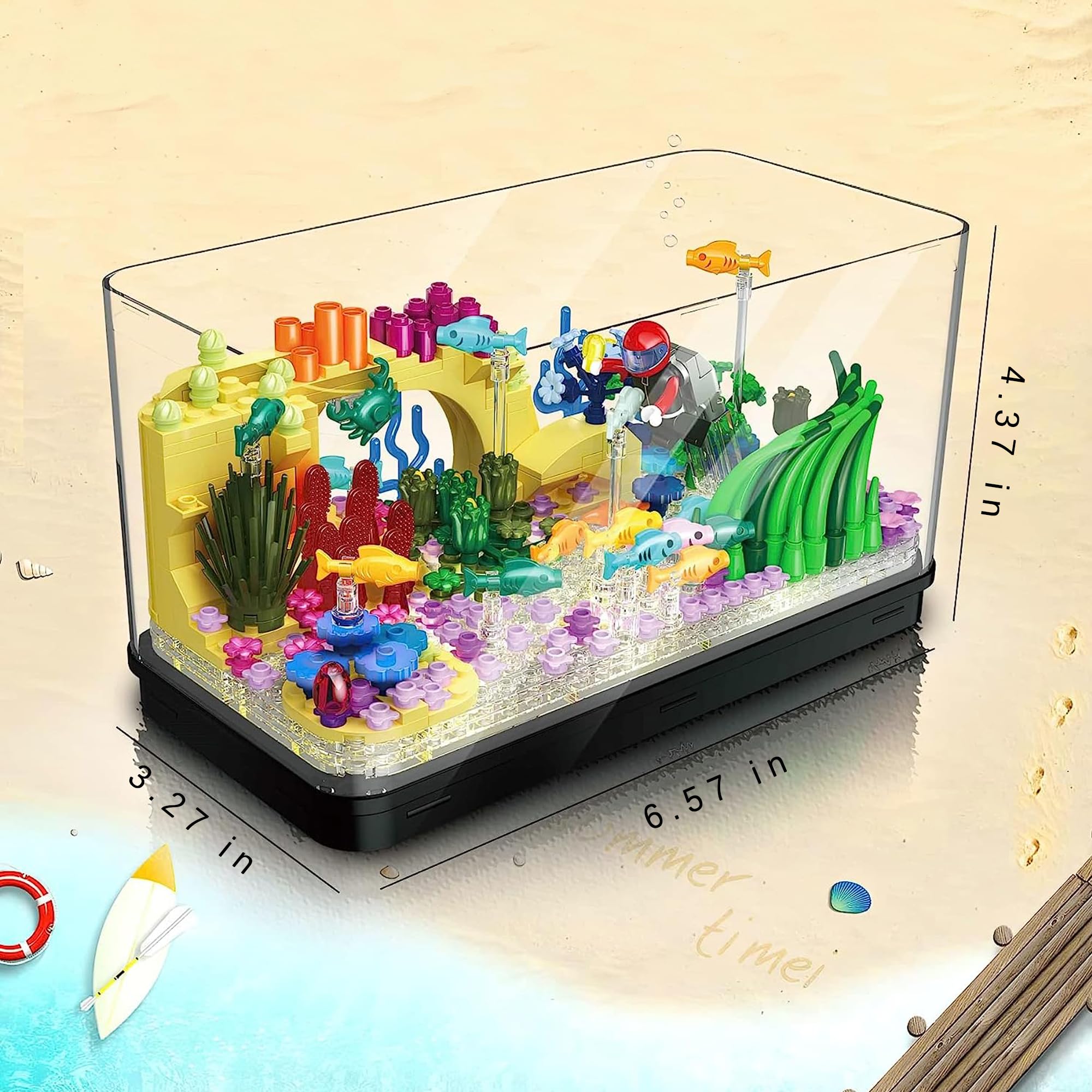 MACTANO Fish Tank Building Set Mini Ocean Animal Aquarium Building Block Kit Toy for Kids Adults-559PCS