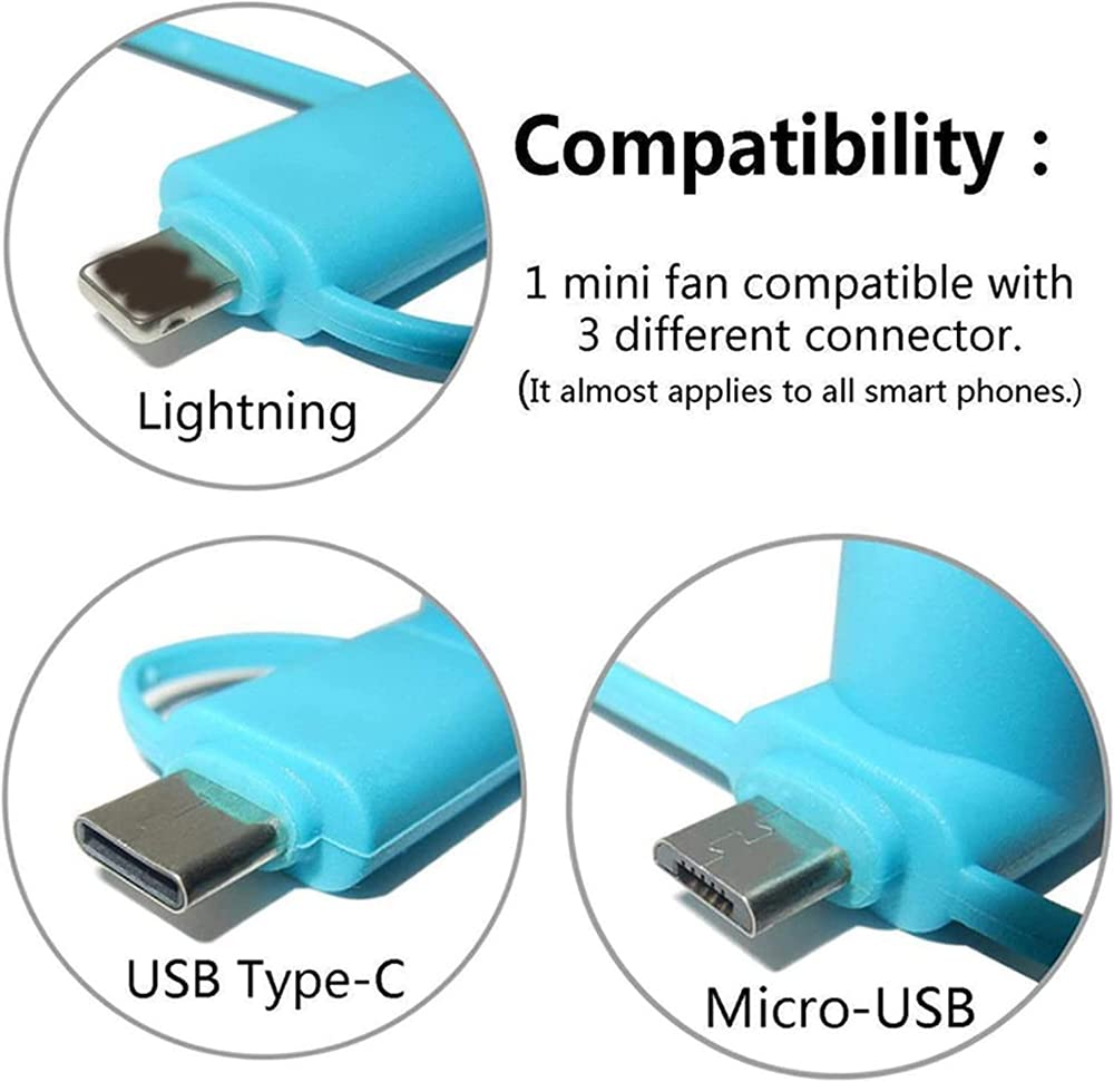 Mini Cell Phone Fan - Colorful and Powerful 2-in-1 Fan for iPhone/iPad/Android Smartphone/Tablet - Cell Phone Summer Accessories - (6-Pack) 3.55''D x 3.55''W x 1.55''H