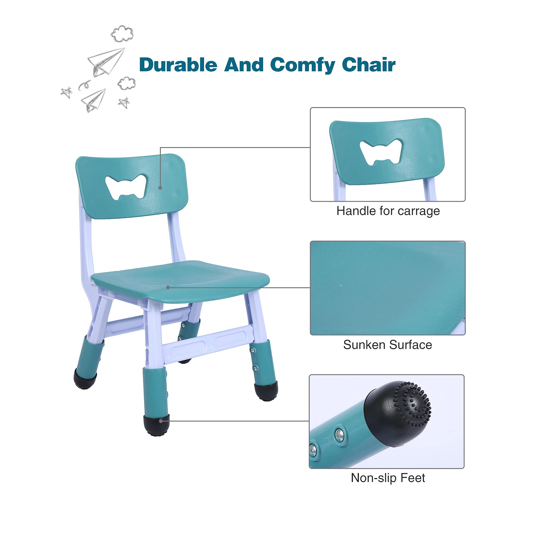RedSwing Kids Table and Chair Set, 3 in 1 Multi Activity Building Block Table with 2 Chairs, Height Adjustable Toddlers Play Table with Storage Bins, Blue