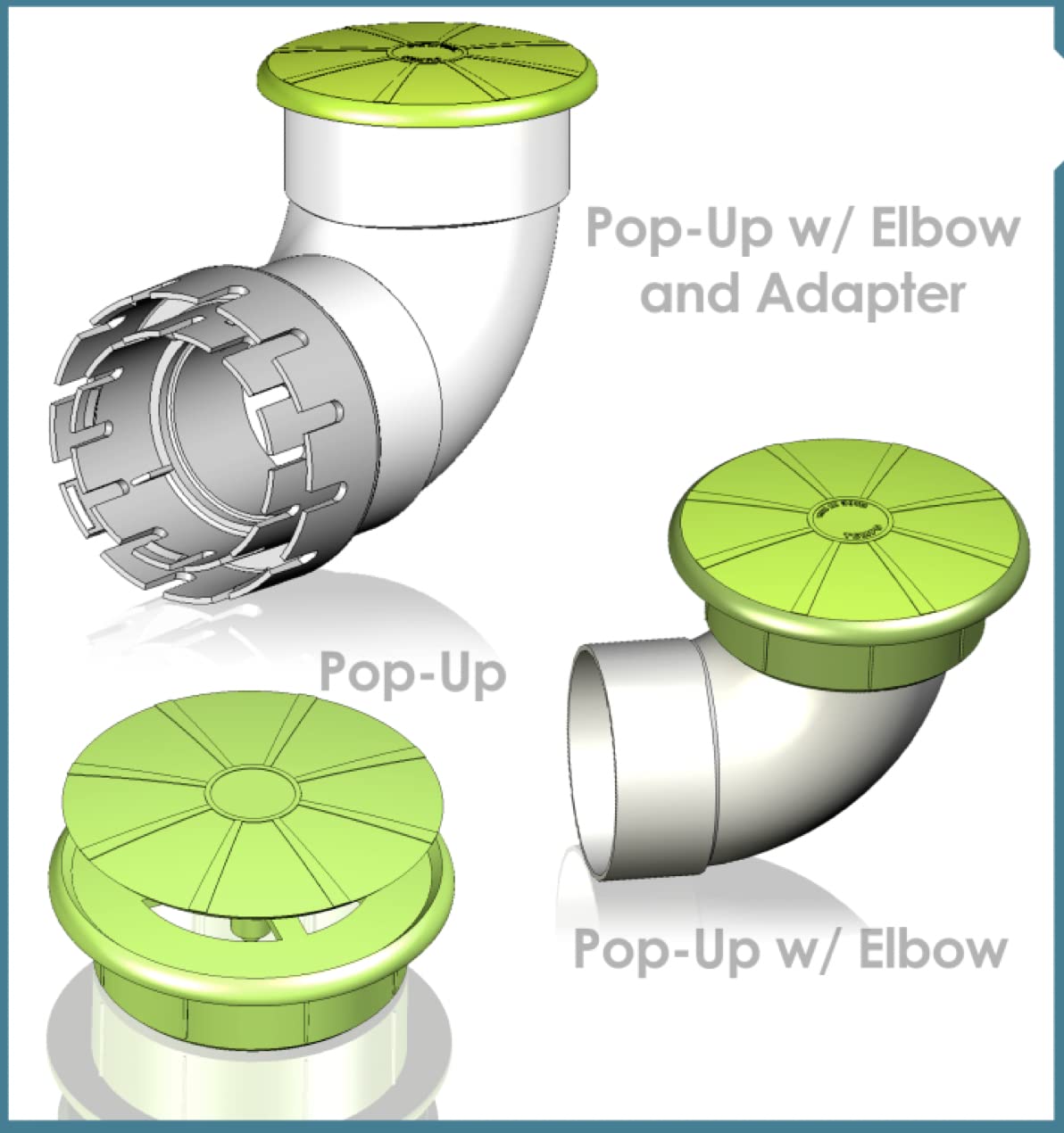 Premium USA Made Pop-Up Drainage Emitter, for 3 in. & 4 in. Drain Fittings, Green Plastic - for Outdoor Landscape Sewer & Drain Pipe (Pop Up Valve Only)