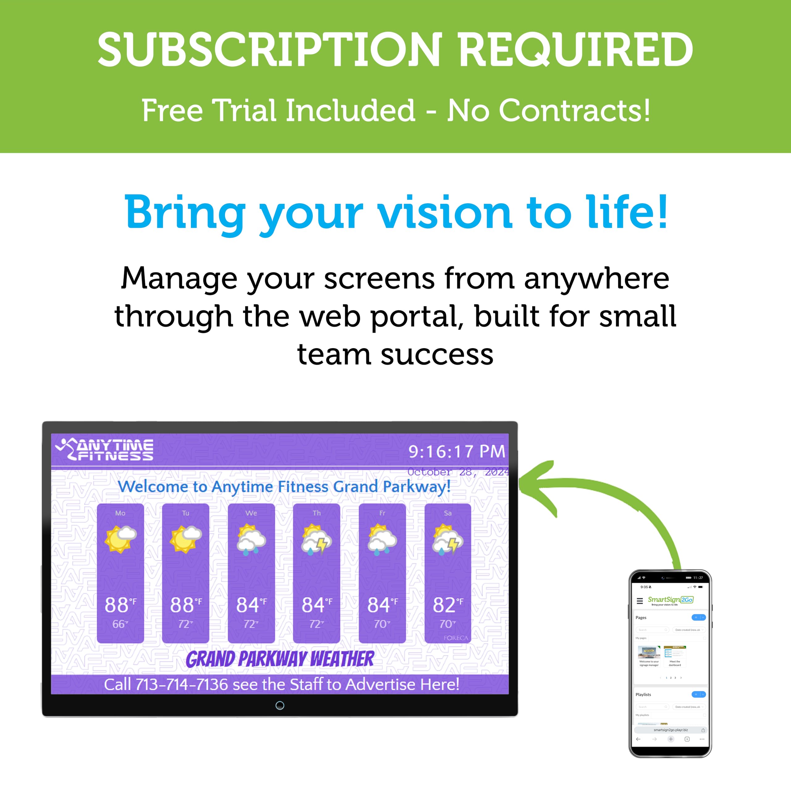 SmartSign2go Lite Digital Signage UltraHD 4k Media Player with Easy-to-Use Cloud-Based Software (Includes 2-Week Free Software Trial)