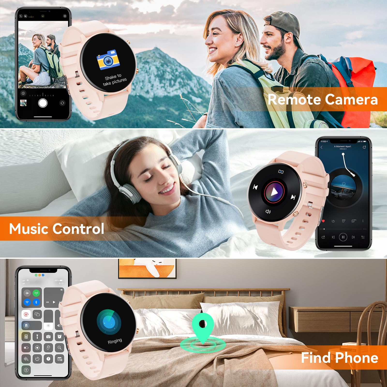 Smart Watch, Bluetooth Call Smartwatch for Men and Women,Monitoring Heart Rate/Sleep/Blood Oxygen/Pedometer,1.39-inch Fitness Tracker with Multiple Sports Modes,Smartwatches fit for IOS and Android