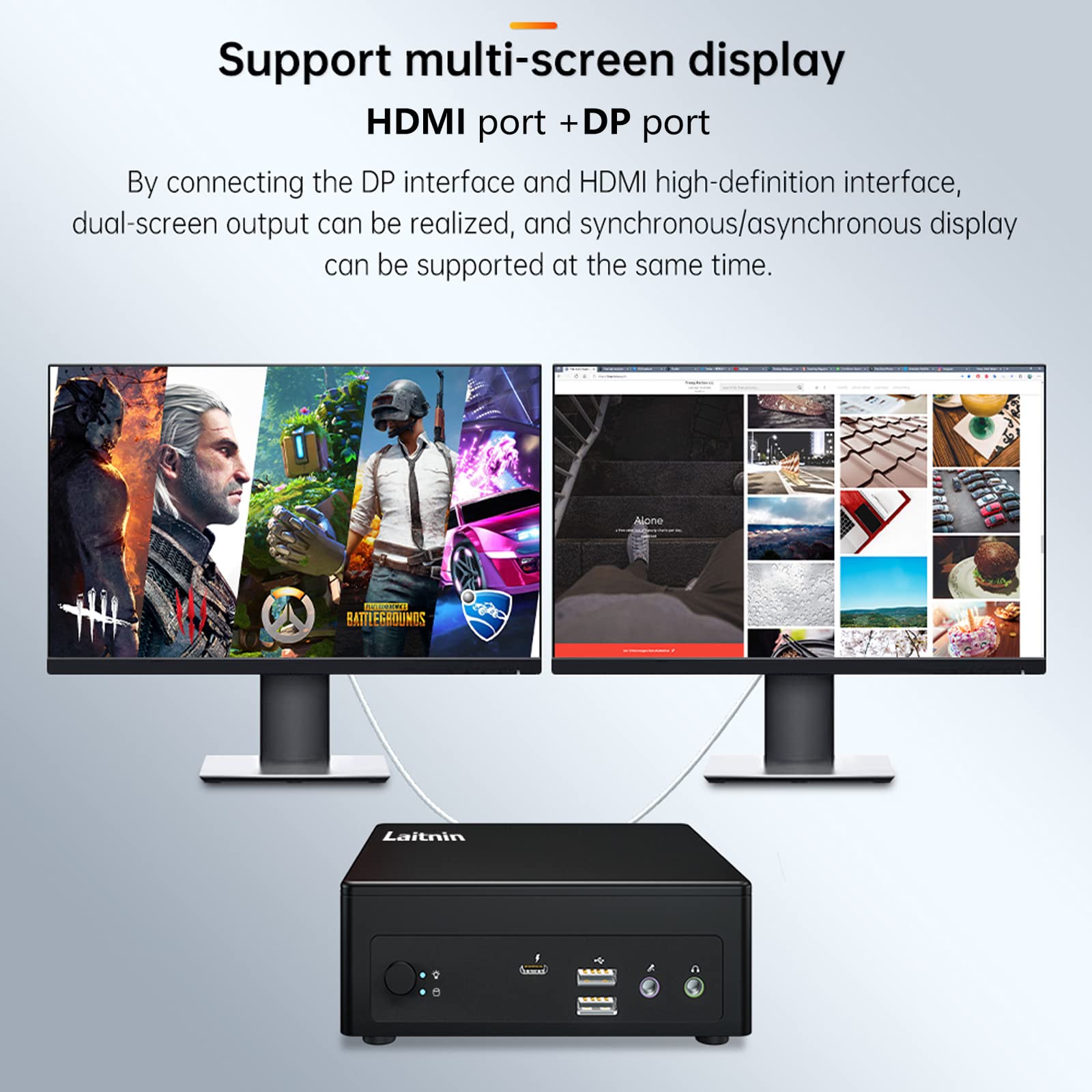Laitnin Mingar 2S Mini PC, Core i5-1135G7- (Up to 4.2 GHz) 4C/8T, 16GB DDR4 RAM+512GB NVME SSD Mini Computer, Windows 11 Pro PC Desktop, 4K@60HZ/WiFi 6/BT4.2/Thunderbolt 4 Small Desktop Computer