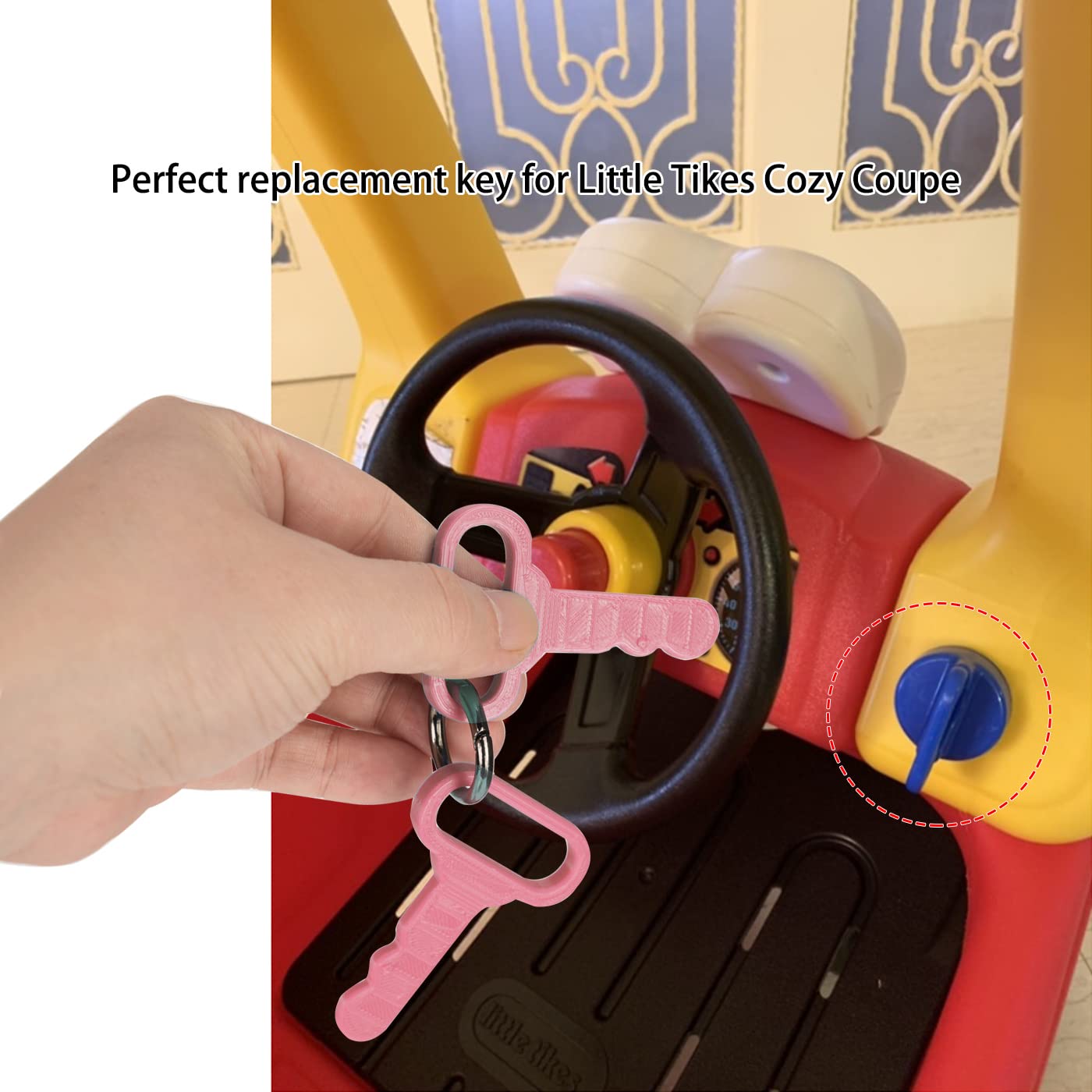 LUAATT Replacement Key for Little Tikes Cozy Coupe,2 Pack Toy Truck Car Personalized Key,Gift Key to Kids(Pink)
