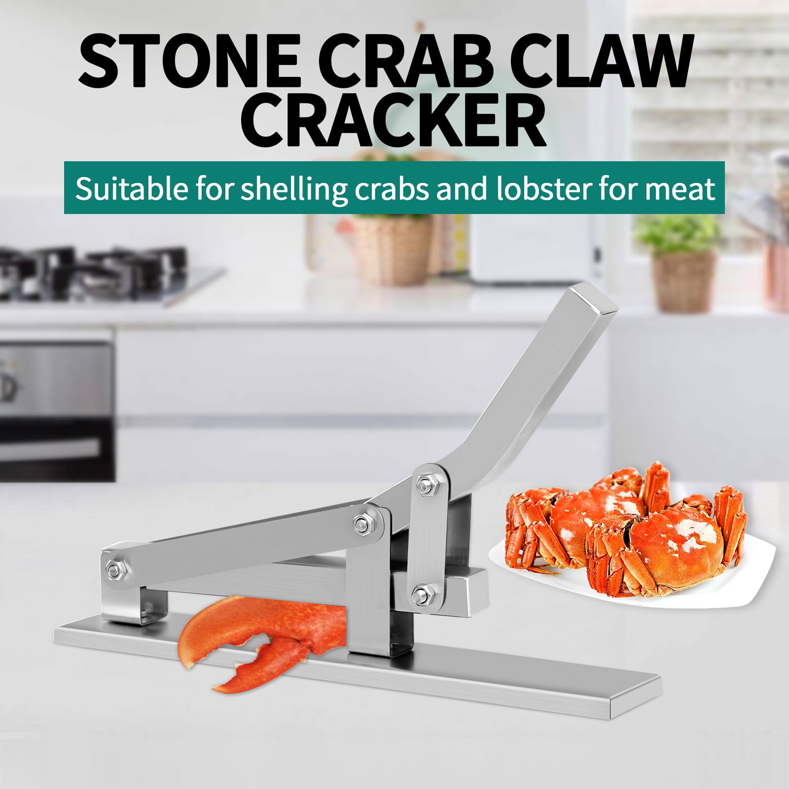 Stone Crab Claw Cracker, Solid Stainless Steel Construction, Durable Seafood Tool with Wide Base, for Stone Crab Claw, Lobster Llaws, and Other Shellfish