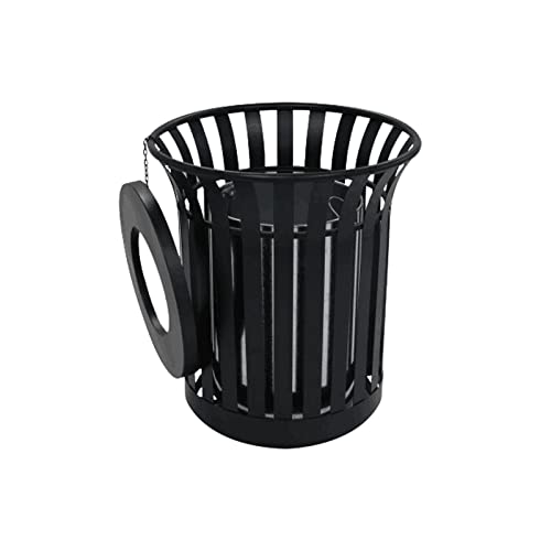 ORULA Outdoor Metal Slatted Trash Receptacle,Waste Receptacle,Commercial Trash Cans,Zone Round Garbage Bin,Square Hotel Street Patio Indoor Metal Standard Waste Receptacle