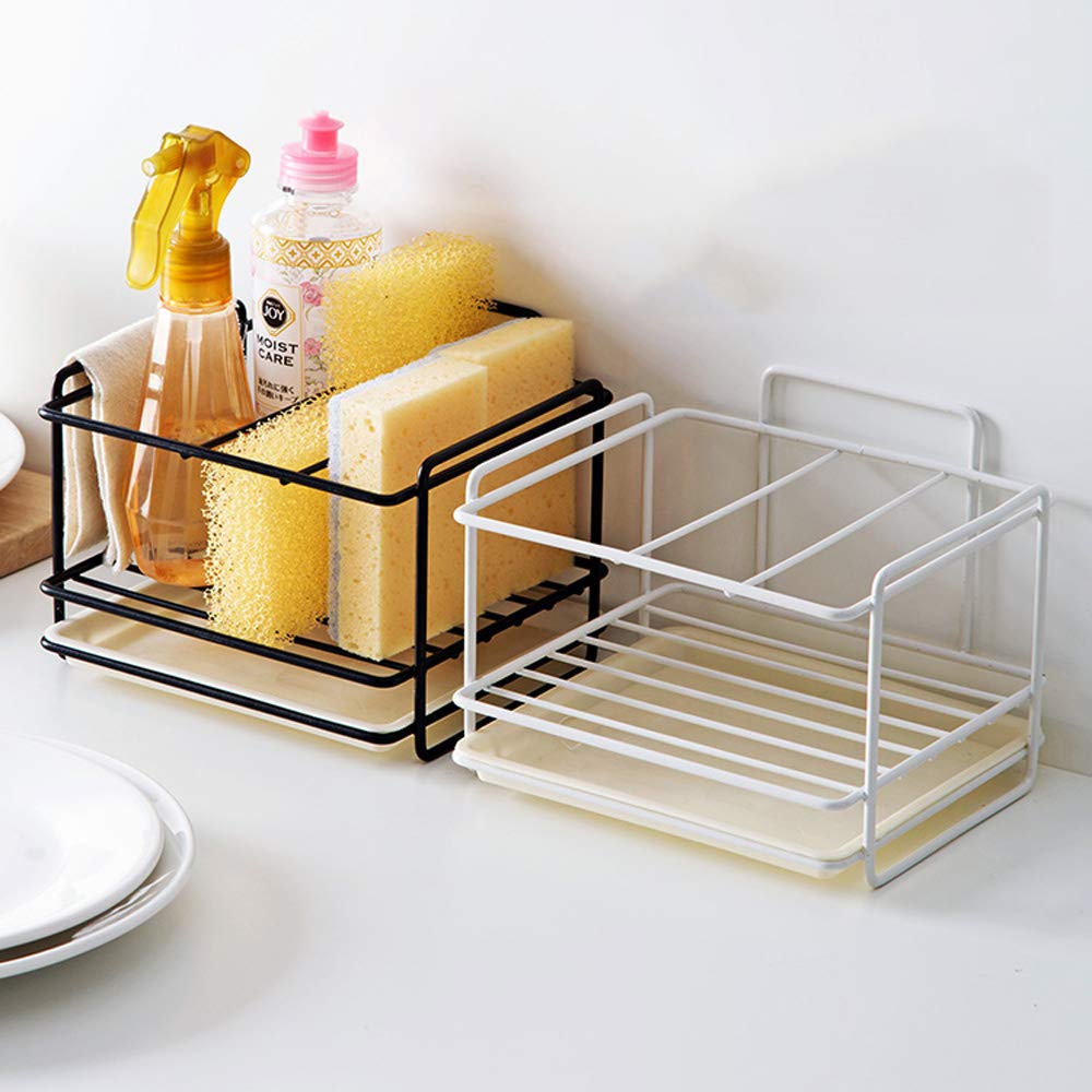 Kaxich Kitchen Sponge Holder Sink Organiser Caddy Dishwashing Liquid Soap Brush Towel Drainer Rack Bathroom Storage