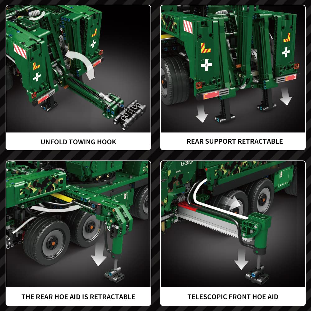 Mould King Technic Heavy-Duty RC Crane Truck Construction Toys, 20009 APP Remote Control Crane Building Sets, Mobile Crane Building Blocks Kit, MOC Building Blocks for Adults Kids 14+ Green(5539 PCS)