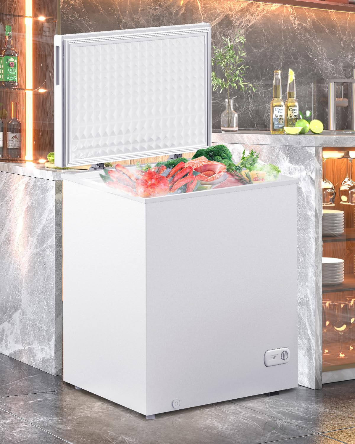 Muhub 10.0 Cu.Ft Deep Freezer with Removable Basket,Top Opening Chest Freezer, 10.0 Cubic Feet Large Freezer, Low noise,Adjustable Temperature(10.0 Cu.Ft)