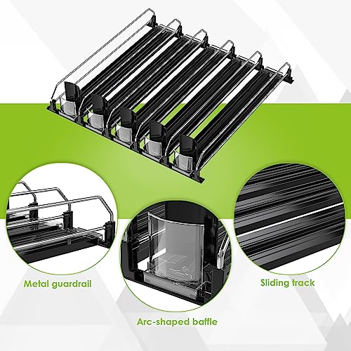 Soda Can Dispenser for Refrigerator,Self-Pushing Drink Organizer for Fridge, Width Adjustable Fridge Organization, Beer Pop Can Water Bottle Drink Dispenser for Fridge (5 Rows)