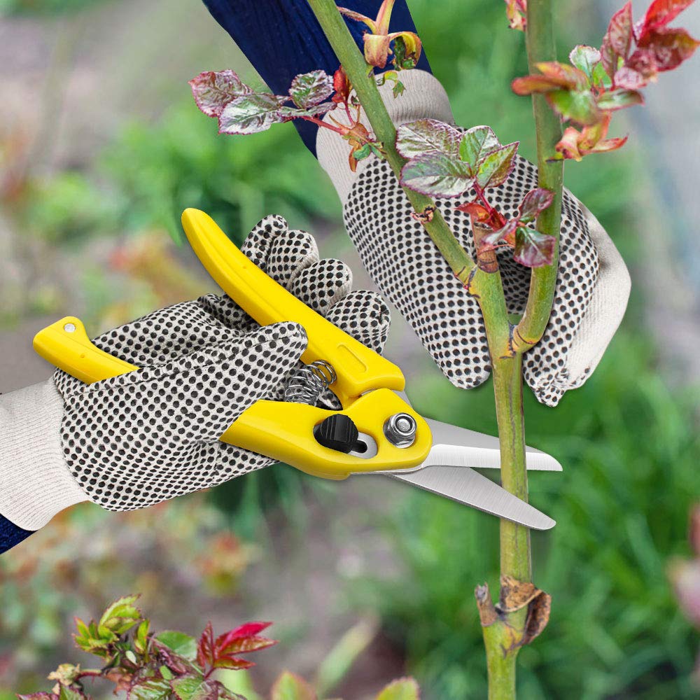 MOSFiATA Bonsai Tools Set 19 Pcs, High Carbon Steel Scissor Cutter Shears Set, Gardening Trimming Tools Set with Pruning Shears, Gardening gloves, Training Wire, Garden Plant Tools with PU Leather Bag