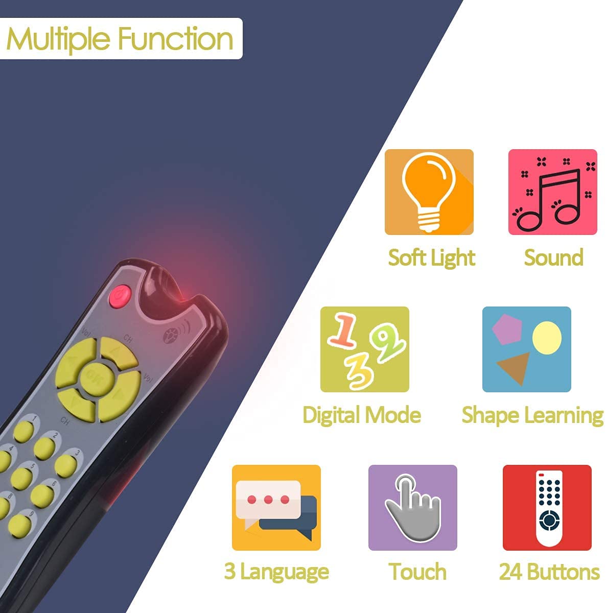 Liberty Imports 2 Pack My First TV Remote Control and Mobile Smartphone Kids Musical Toy Bundle Set - Realistic Music Learning Remote Phone Pretend Playset with Lights and Sounds