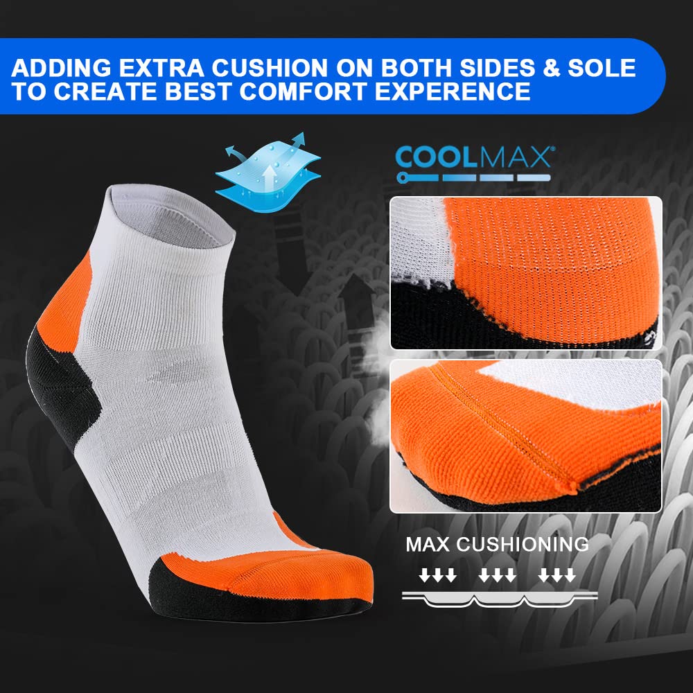 limide Athletic Sports Running Socks Coolmax Mens Moisture Fast Dry Compression Seamless Socks 3 Pairs(Size Medium 7-11)