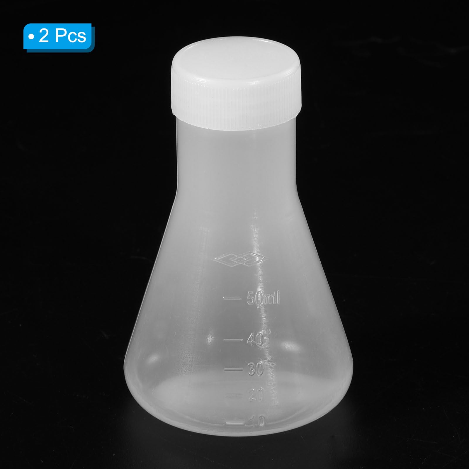 PATIKIL 1000ml Plastic Erlenmeyer Flask with Screw Caps, 2 Pack Narrow Mouth Conical Flask for Laboratory, Clear