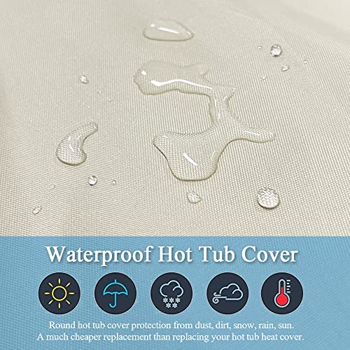 Outdoor Round Hot Tub Protection Cover - 420D Waterproof SPA Spring Pool Shield Patio Dustproof Winter Guard Accessories (85" D x 28" H)