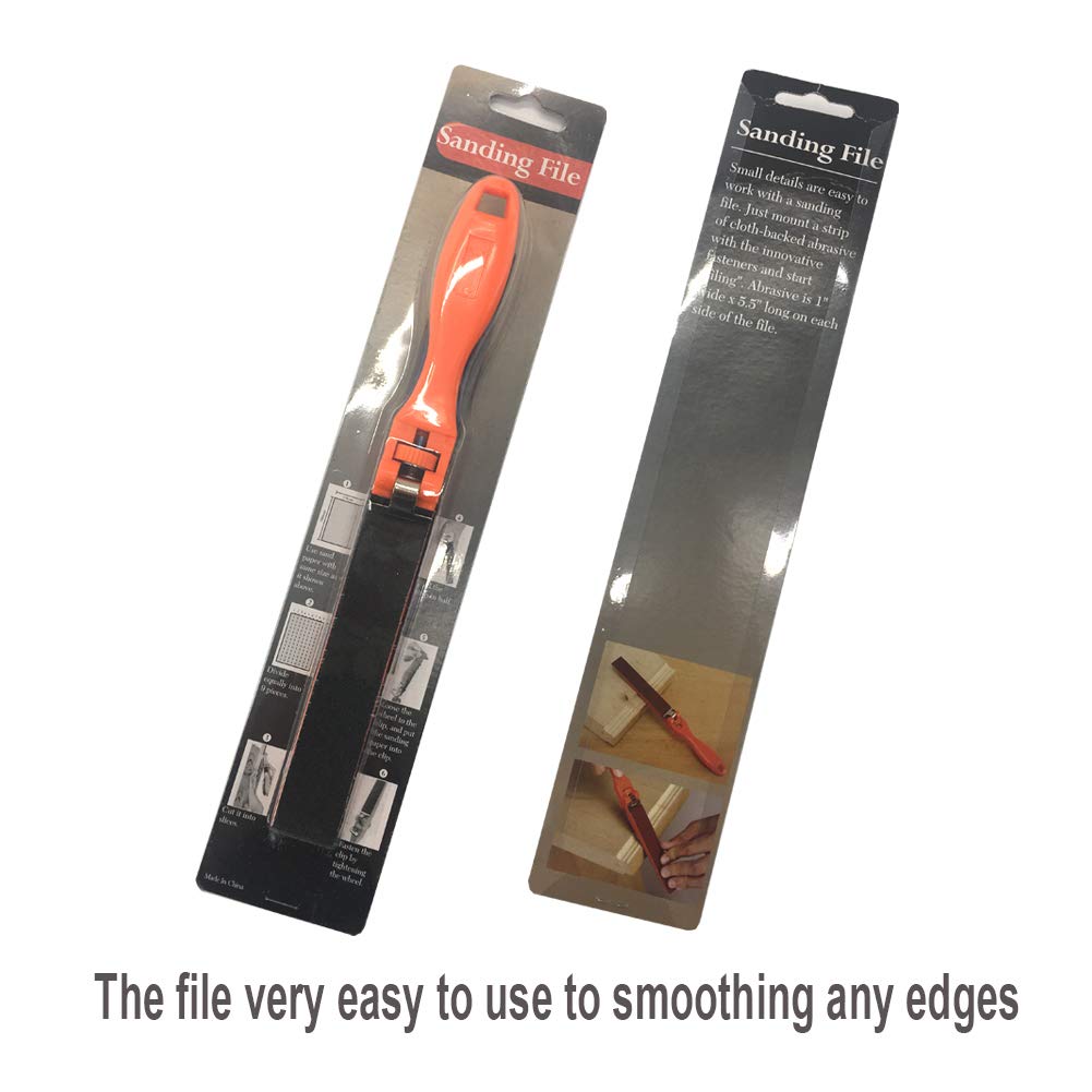 OBOLTS Sanding Stick Flat File with 4pcs Replaceable Abrasive Pre-Cut Sanding Paper Strips for Wood - 1pack