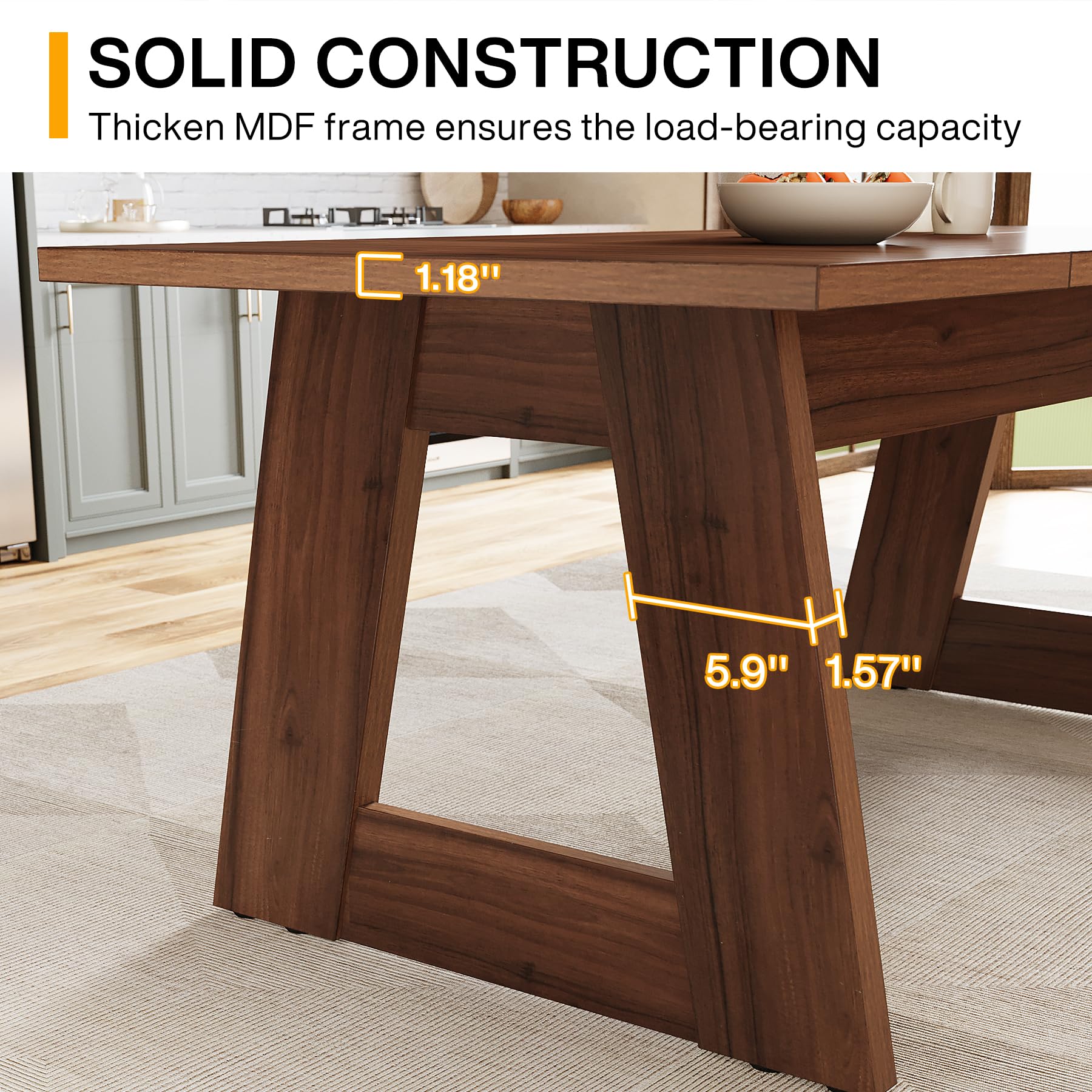 Tribesigns 63-Inch Executive Desk, Large Computer Office Desk, Modern Laptop Desk Study Writing Table Workstation for Home Office, Rustic Brown