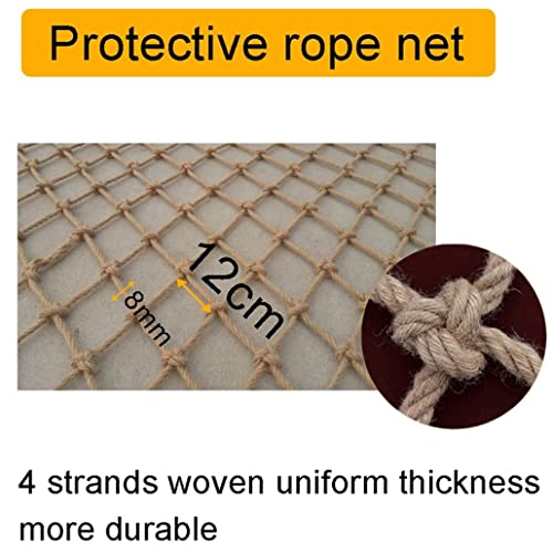 OUYOXI Rope Net for Birds, Child Protection Safety Net Treehouse Climbing Netting Heavy Duty Cargo Net Hemp Rope Net Grid 12cm Playground Swing Balcony Playset Railing (Colour:Yellow,Size