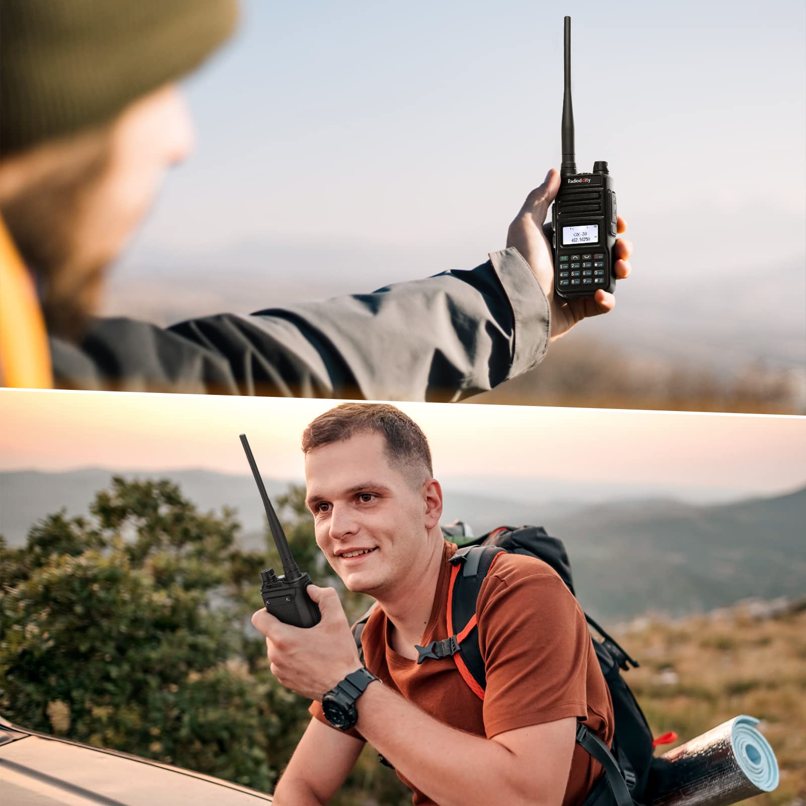 Radioddity GM-30 GMRS Radio Handheld, 5W Long Range Two Way Radio for Adults, GMRS Repeater Capable, with NOAA Scanning & Receiving, Display SYNC, for Off Road Overlanding, 2 Pack + Programming Cable