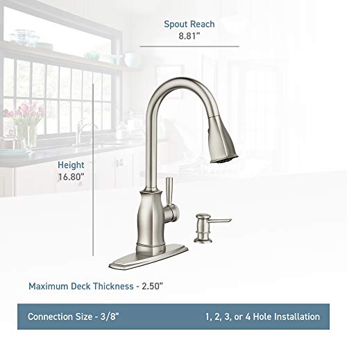 Moen Hensley Spot Resist Stainless Single-Handle Pull-Down Sprayer Kitchen Faucet Featuring Reflex, 87024MSRS