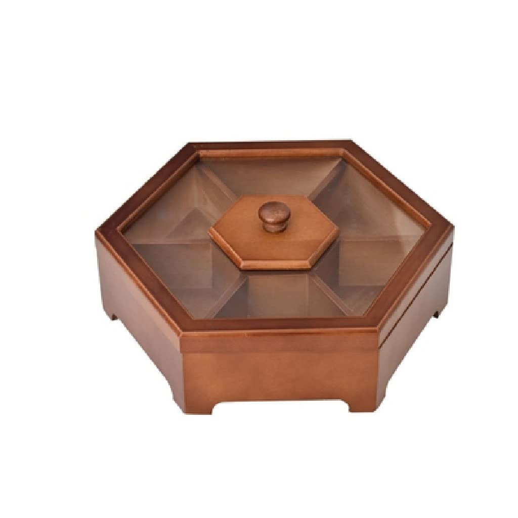 PNNERR Walnut Dry Fruit Tray Living Room Coffee Table Compartment Storage Snack Candy Box Food Container