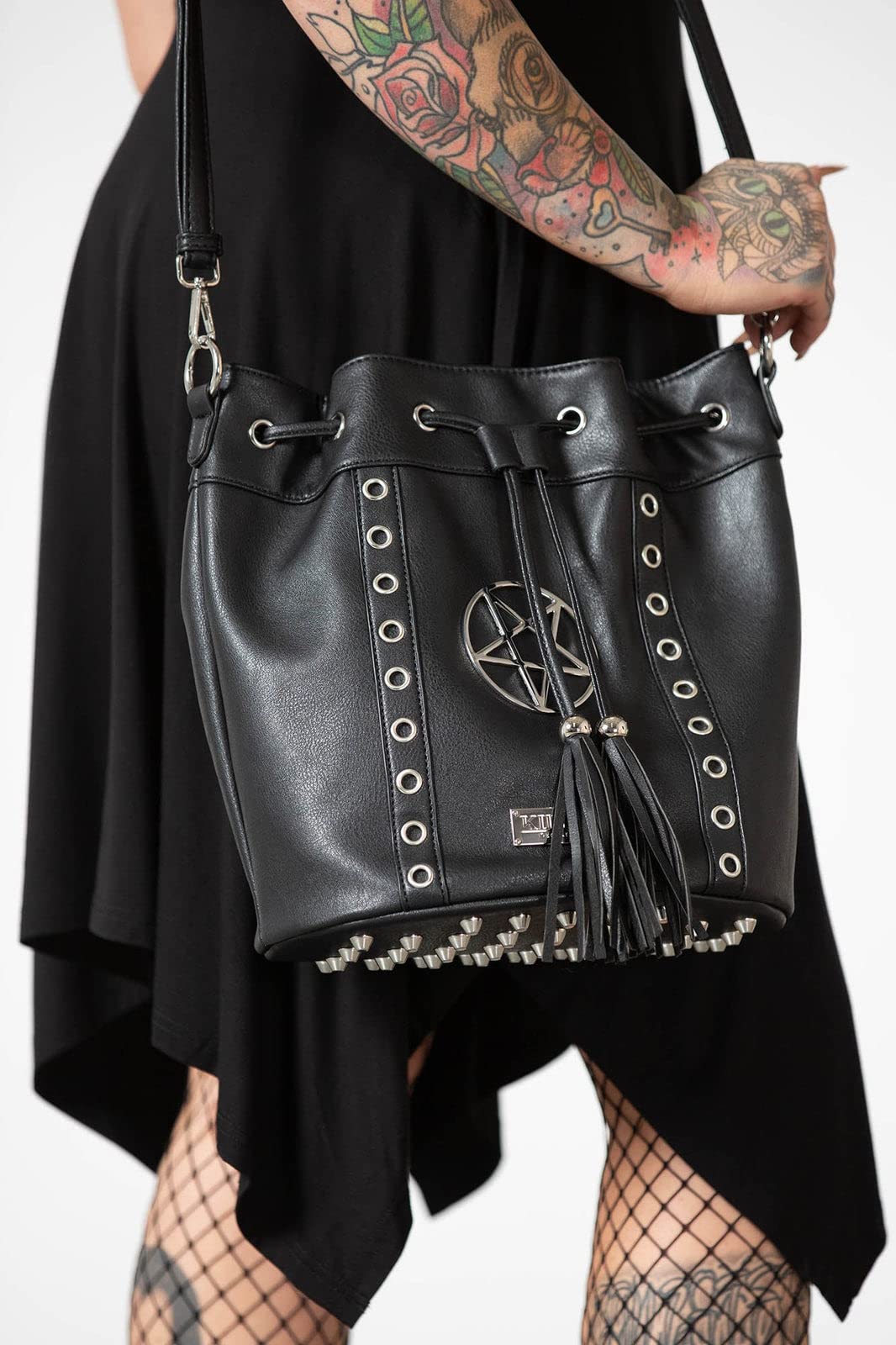 Killstar Sweet Terror Pentagram Studded Bucket Bag Crossbody Purse