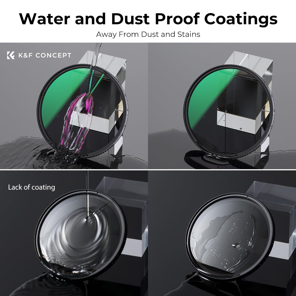 K&F Concept 58mm Neutral Density Filter ND 8 Filter and CPL Circular Polarizing Filter 2 in 1 for Camera Lens Multi-Resistant Coating,Ultra Clear, Waterproof, Scratch-Resistant