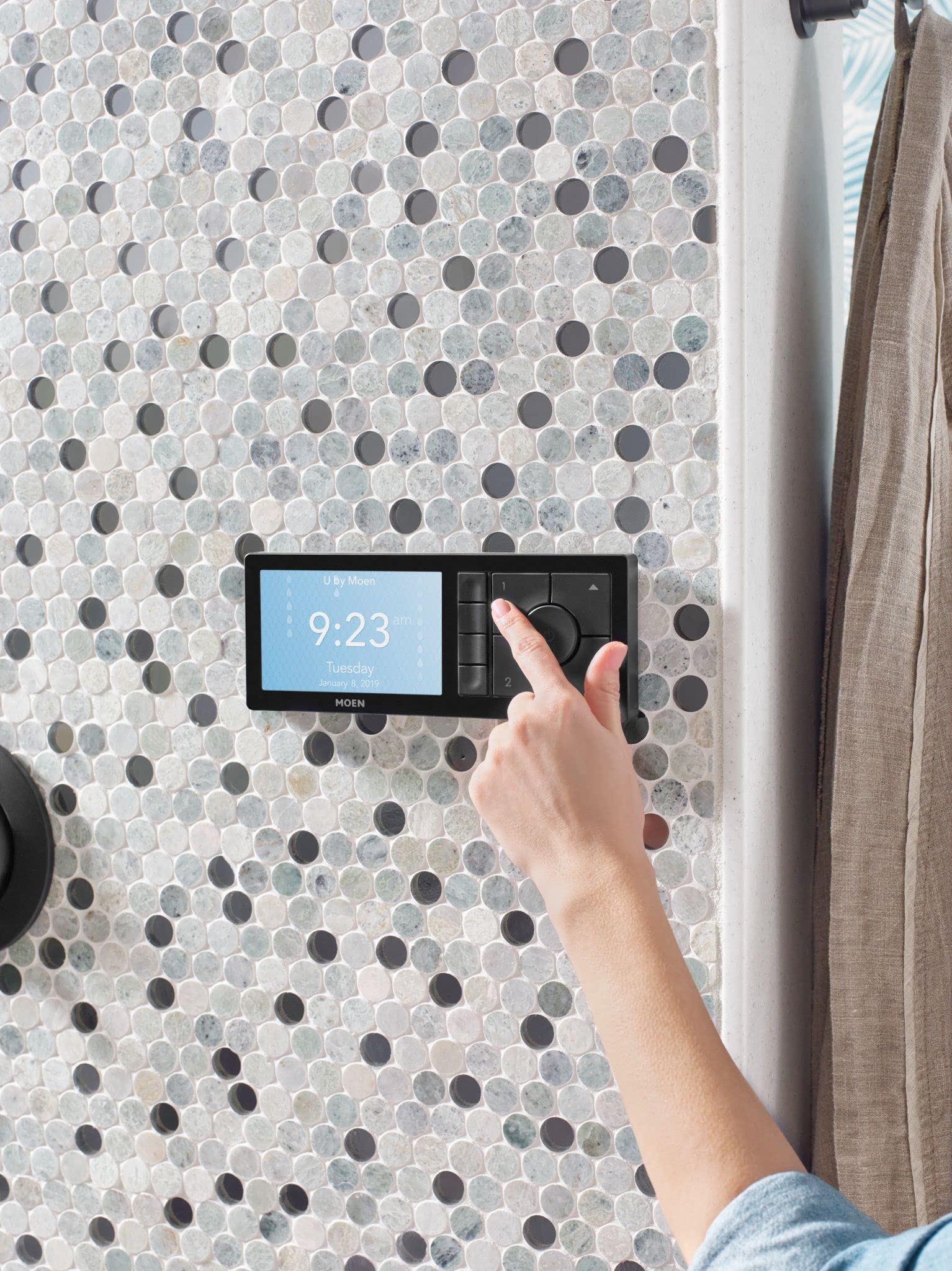 Moen TS3302BL U by Moen Digital Shower Controller with S3102 U by Moen Digital Shower Valve 2-Outlet and Backup Battery Pack