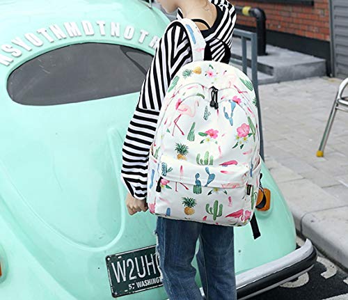 Joymoze Waterproof Cute School Backpack for Boys and Girls Lightweight Chic Prints Bookbag Flamingo