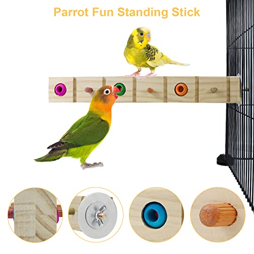 Parrot Bird Wood Perch Platform Corner Stand Shelf for Birds Budgie Parakeet Cockatiel Conure Cockatoo Macaw(F)