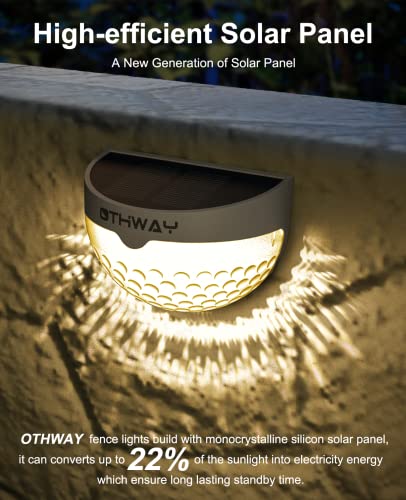 OTHWAY Solar Fence Post Lights Wall Mount Decorative Deck Lighting, White, 4 Packs