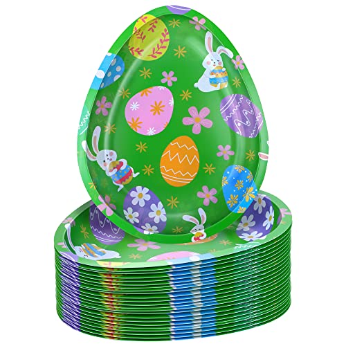 Shojoy 24 Pieces Easter Snack Tray Plastic Easter Egg Dessert Plates Easter Serving Tray Easter Bunny Serveware Party Serving Platter for Easter Party Decorations and Supplies