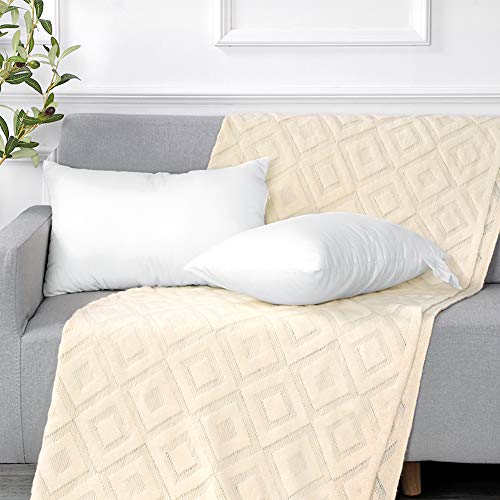 OTOSTAR Outdoor Throw Pillow Inserts - Pack of 2 Water Resistant Cushion Inner Pads for Patio Garden Coffee House Decorative Waterproof Pillow Inserts 12x20 Inch -White