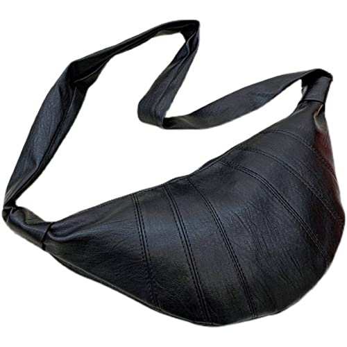 MBETA Dumpling Bag Women's Retro Shoulder Crossbody Waist Bag Korean Style Simple PU Large Capacity Croissant Chest Bag