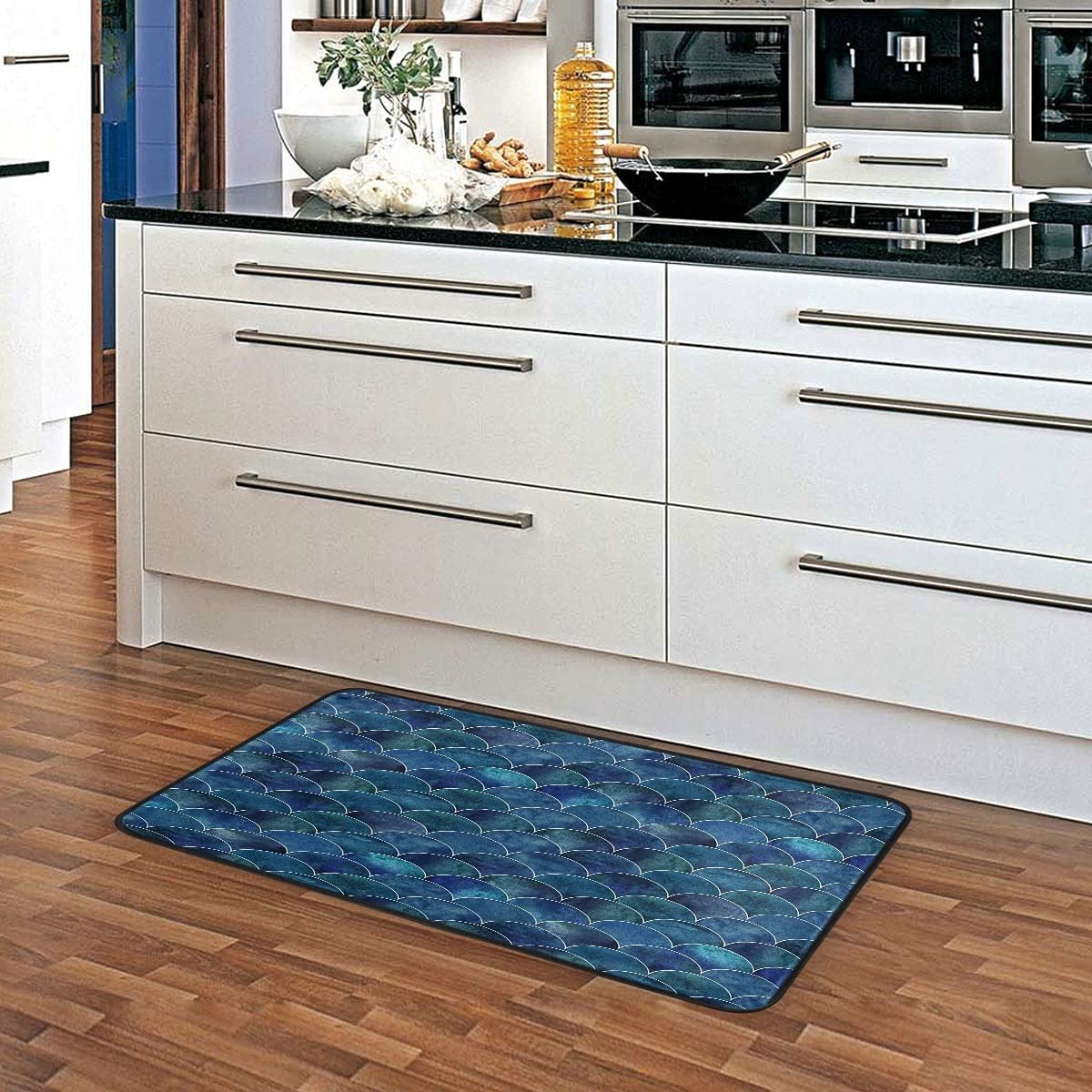 Kitchen Rugs Fish Mermaid Scales Non-Slip Kitchen Mats Bath Runner Rug Doormats Area Mat Rugs Carpet for Home Decor 39" X 20"