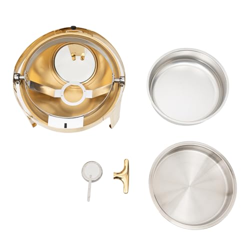 Round Chafing Dish Buffet Set, 6.4QT Stainless Steel Chafer for Catering Buffet Warmers Sets with Clear Lid, High Grade Gold Food Warmers for Parties, Wedding, banquets