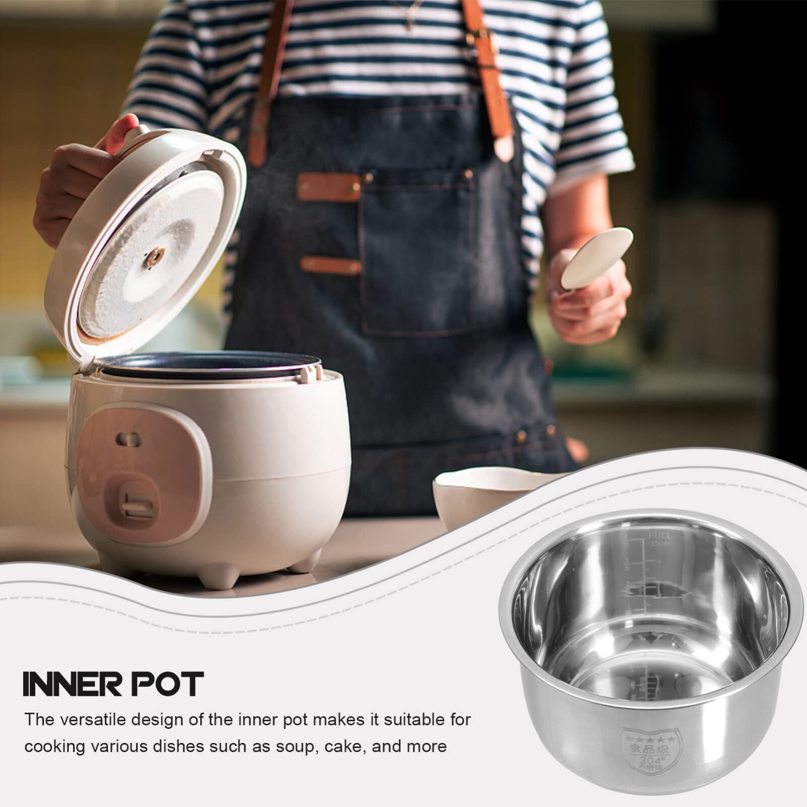 Uonlytech Rice cooker liner electric cooker inner pot rice cooker pot electric cooker liner pot power cooker inner rice cooker inner pot rice inner tank Stainless steel replace pots and pans