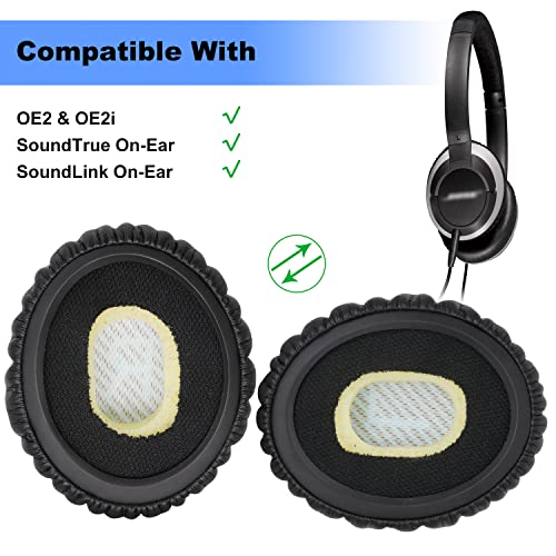 Professional Replacement Ear Pads for Bose On-Ear 2 (OE2 & OE2i)/ SoundTrue On-Ear (OE)/ SoundLink On-Ear (OE) Headphones, Premium Earpads Cushions with Softer Leather and Memory Foam, Black