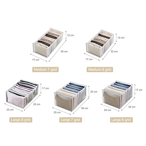 Owill-home Wardrobe Clothes Organizer(5PCS)- Foldable Storage Drawer Divider Boxes for Clothes Portable Closet Organizers Washable Storage Containers for Underwear, Leggings, Skirts, T-shirts, Socks