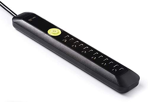 Power Strip Surge Protector with 6 Outlets Heavy Duty 6 ft Extension Cord for Home and Office by Easylife Tech, Black