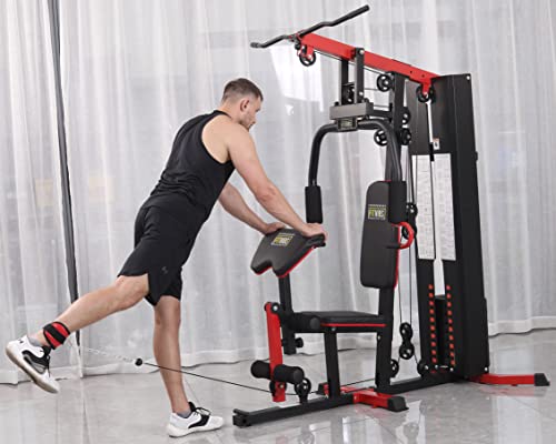 Signature Fitness Multifunctional Home Gym System Workout Station with Leg Extension and Preacher Curl, 122.5LB Weight Stack, M750, Multiple Pacakges