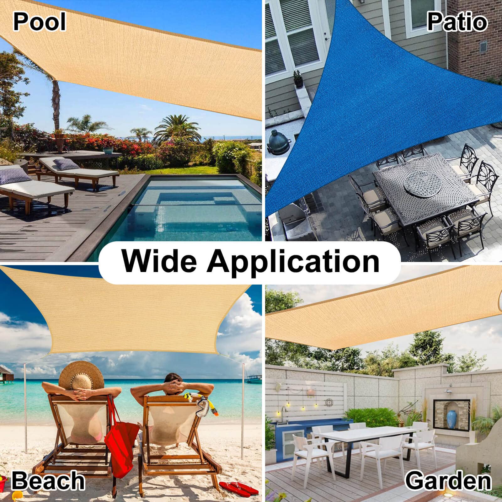 OutdoorLines Rectangle Sun Shade Sails for Patios 10 x 13 ft Sun UV Blocking Outdoor Canopy, Sunshades for Backyard, Lawn and Garden and All Outdoor Activities, Sand
