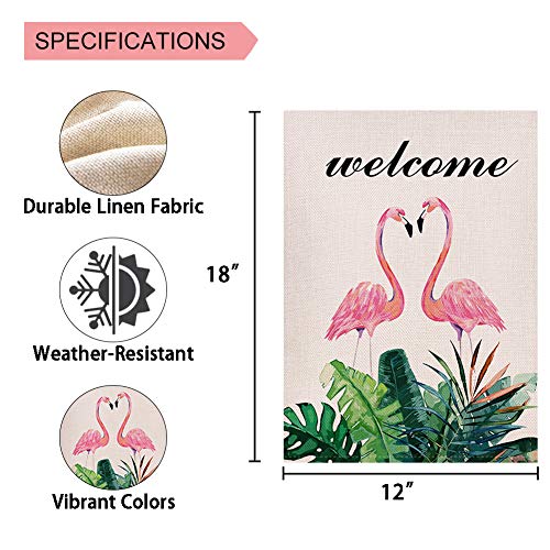 Ogiselestyle Flamingo Garden Flag Vertical Double Sided Farmhouse Summer Autumn Fall Small Welcome Yard Outdoor Flags 12 X 18 Inch