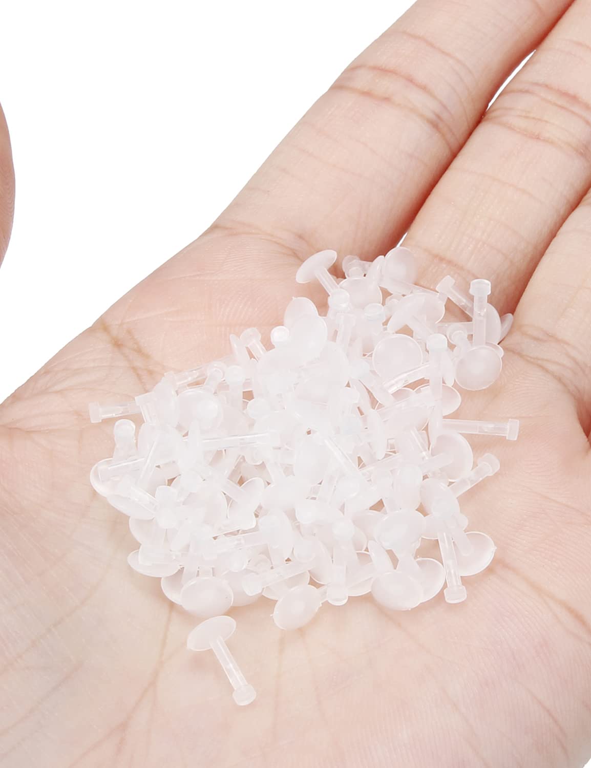 Heienngy 6MM 100PCS 16G Clear Push Top Piercing Retainers 2mm Flat & Ball Top Bioflex Lip Rings Plastic Acrylic Labret Retainer for Women Men 16 Gauge Earrings Studs 6mm 8mm 10mm Bar Length