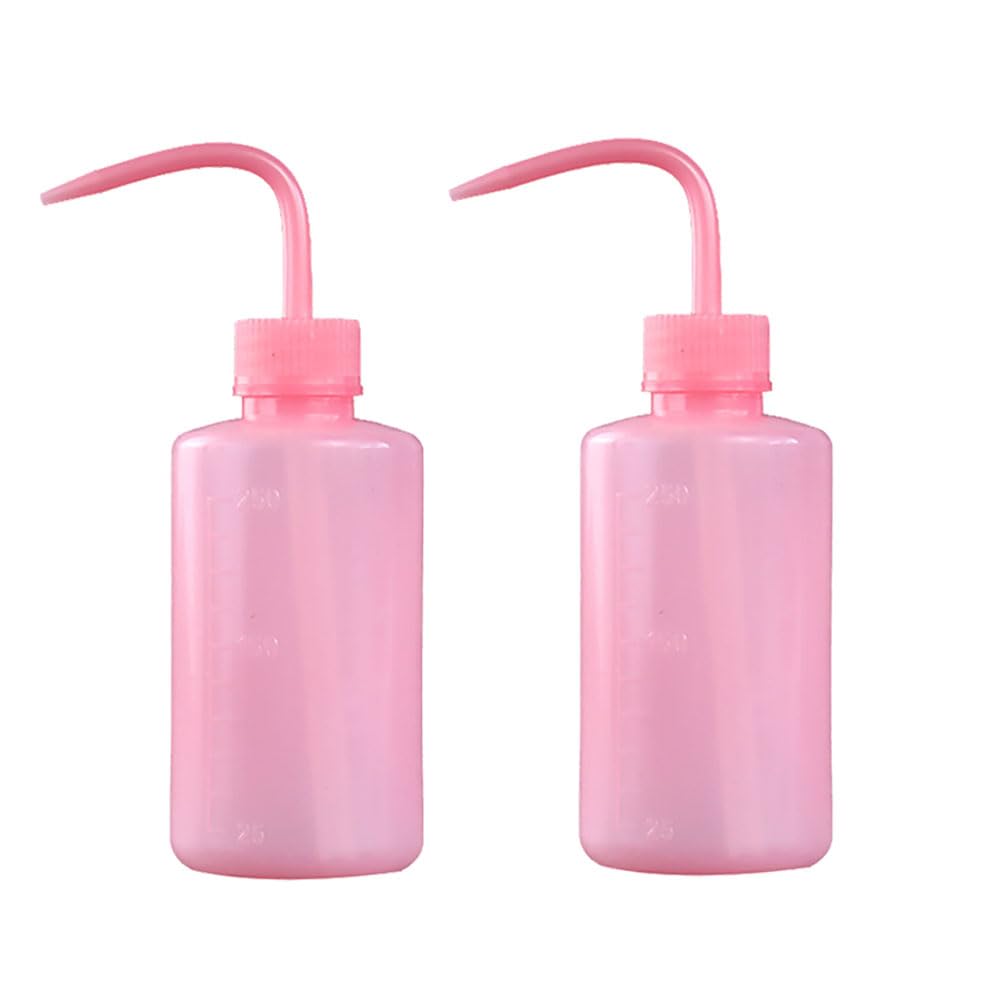UUYYEO 2 Pcs 250ml Tattoo Wash Bottles Eyelash Washing Bottles Succulent Plant Watering Bottle Safety Rinse Water Bottles Plastic Squeeze Bottle Eyelash Extension Tools Pink