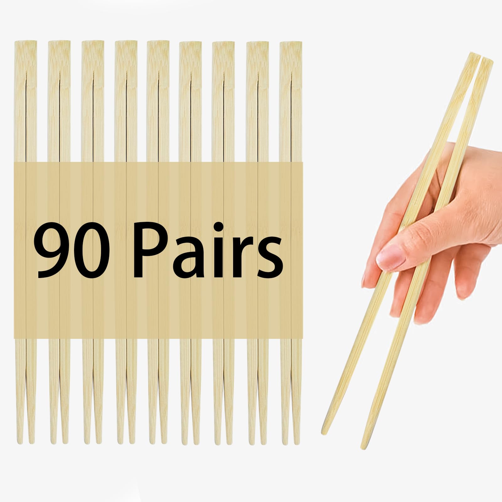 SSHAN Bamboo Chopsticks Disposable - Individually Wrapped Disposable Chop Sticks, Solid No Splinter Japanese Chopsticks (90 pairs)