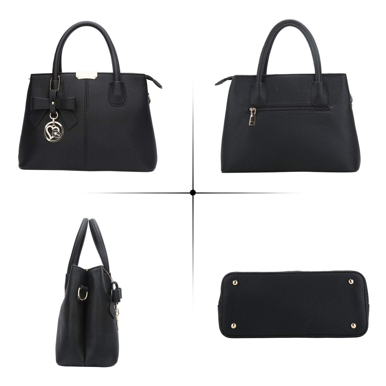 KKXIU Purses and Handbags for Women Top Handle Satchel Shoulder Ladies Crossbody Bags (E-Black)