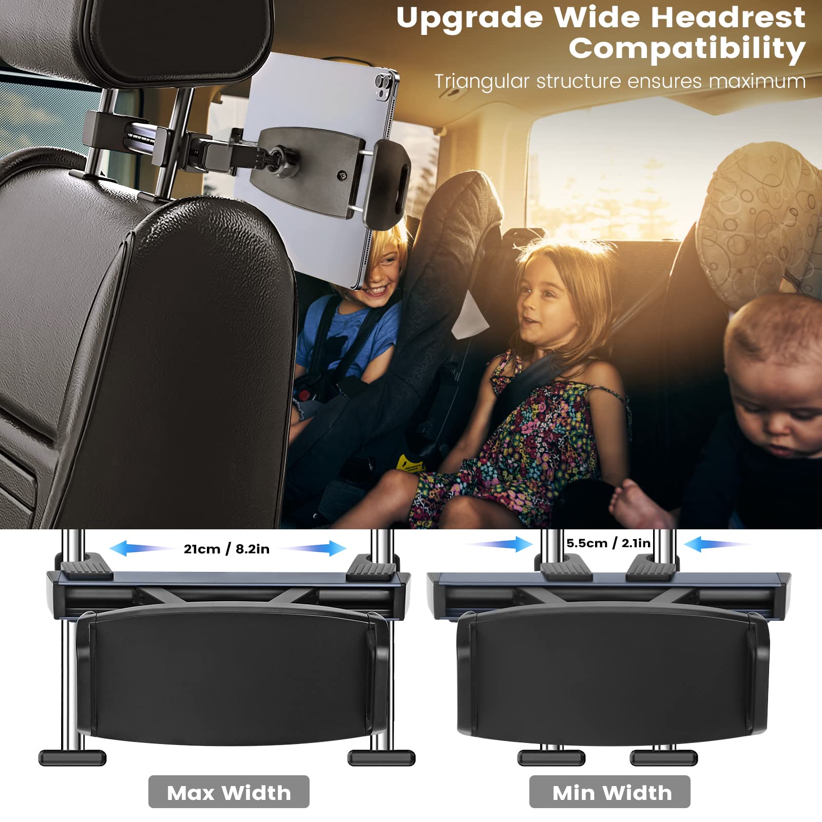 Oyxon Car Tablet Holder, Universal ipad Holder for Car, Portable Car ipad Holder Back Seat, Car Headrest Mount for Kids Adults Fits All 4.7-12.9" Devices