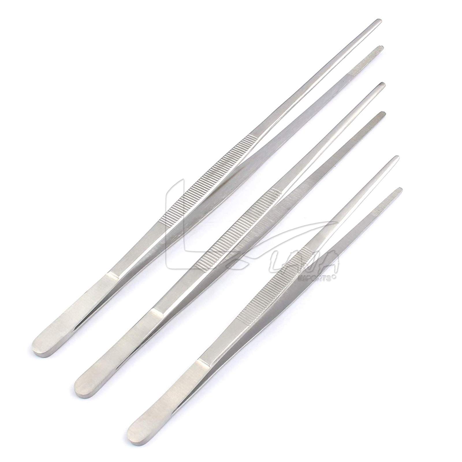 LAJA Imports Stainless Steel Tongs Tweezer With Precision Serrated Tips for Surgi & Sea Food (8" 10" 12")