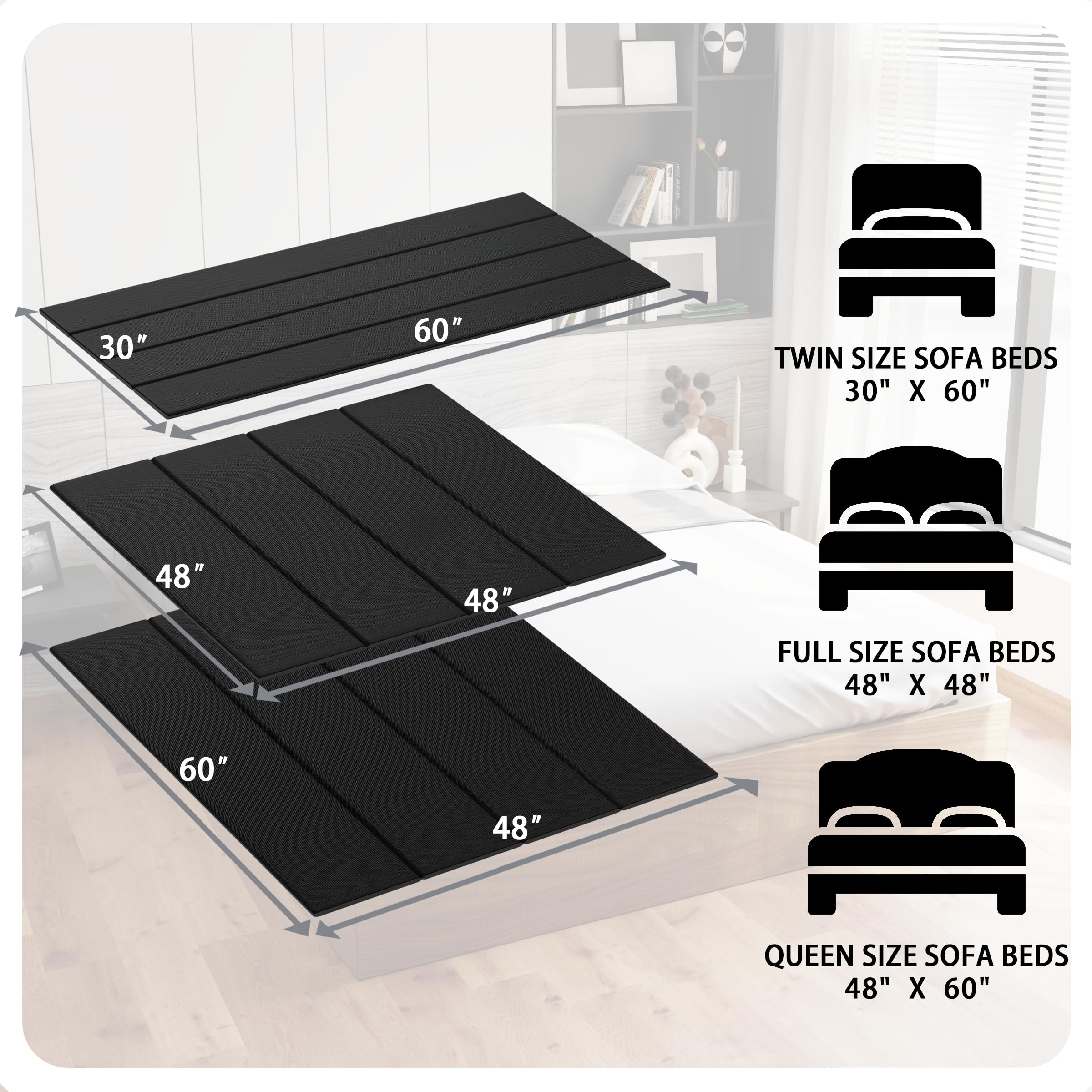 Sofa Bed Support Board, 48"x48"Sleep Sofa Bar for Sofa Bed or Pullout Couch, Sleeper Sofa Support for Sofa Bed Slats,No Assembly Needed